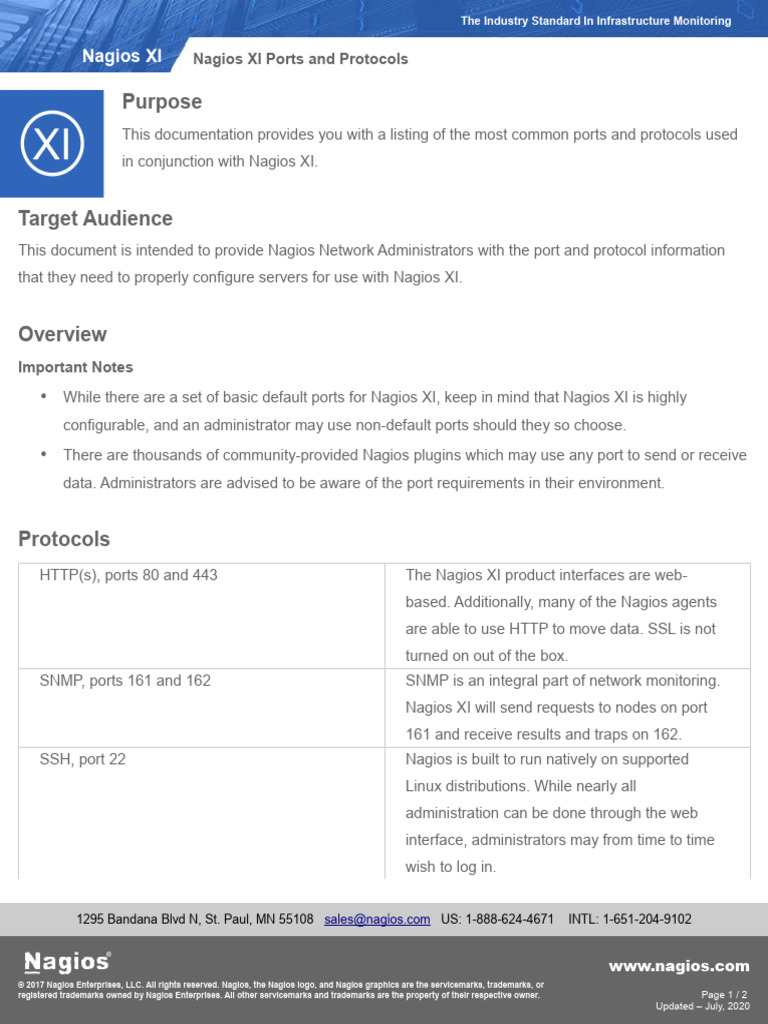 Nagios Ports and Protocols | PDF | Port (Computer Networking) | World Wide Web
