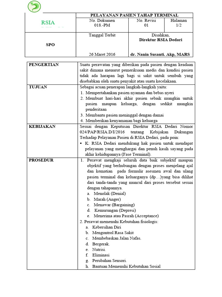 Spo Pelayanan Pasien Terminal | PDF