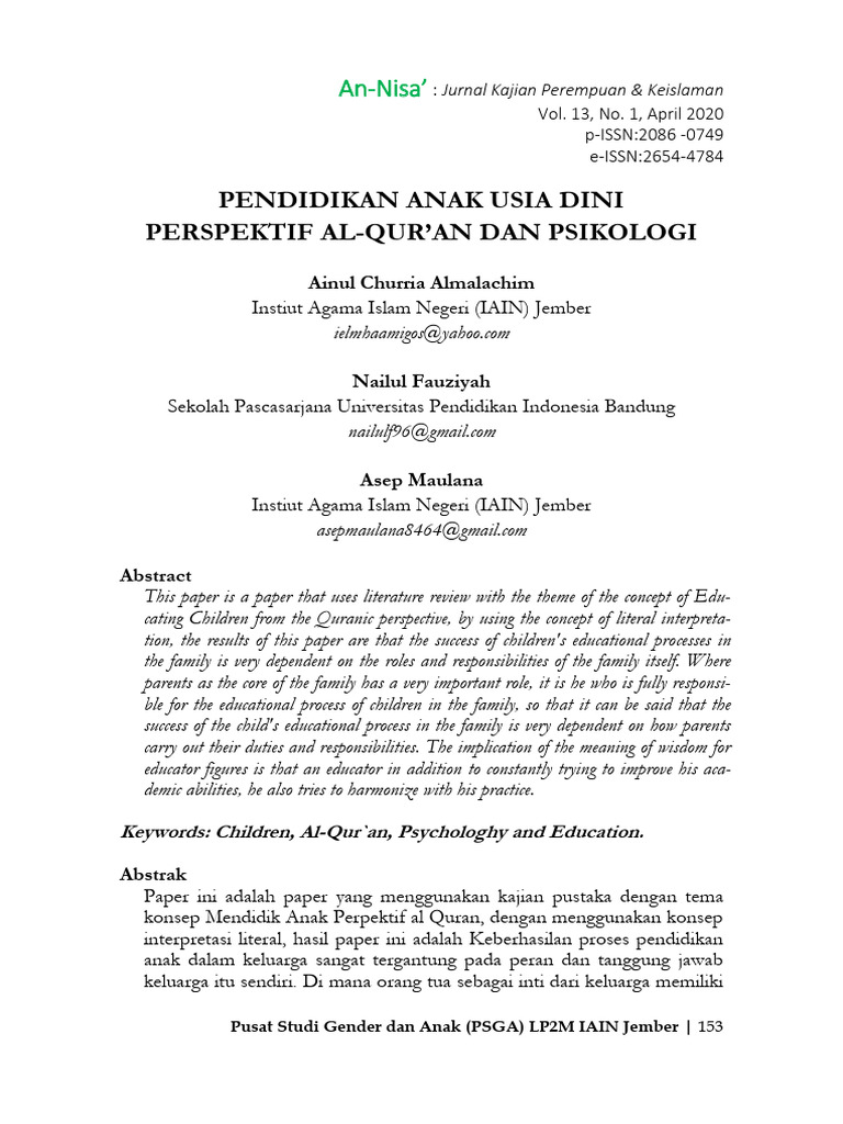 Pendidikan Anak Usia Dini Perspektif Al 59d1253b | PDF
