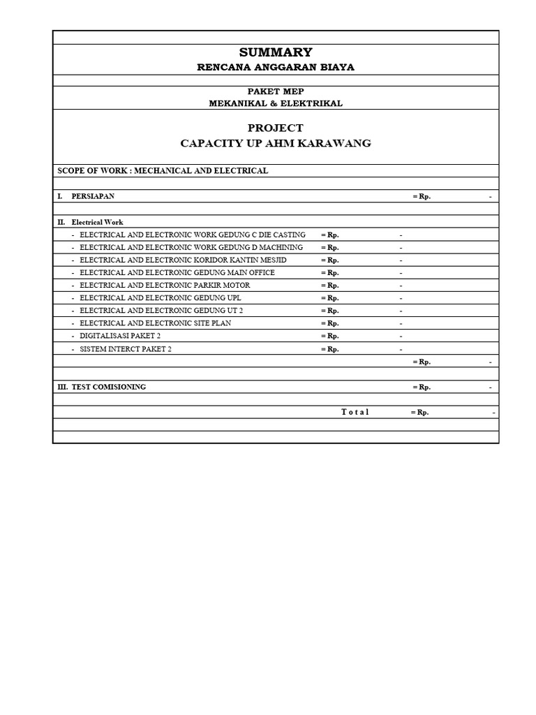 Boq Kosong Electrical & Electronic | PDF