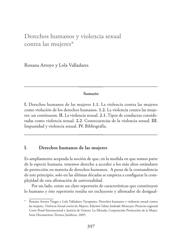 Arroyo Valladares 2009 Derechos Humanos y Violencia Sexual Contra Las Mujeres | PDF | La ...