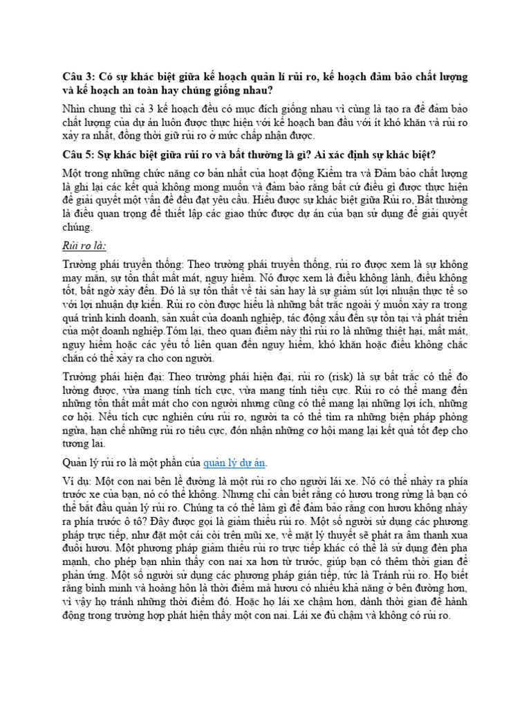 Bộ câu hỏi QTDA | PDF