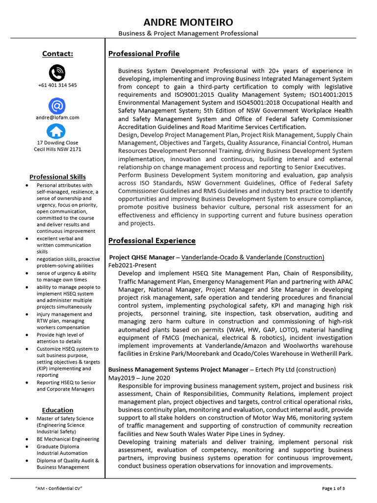 2023 CV TL | PDF | Business