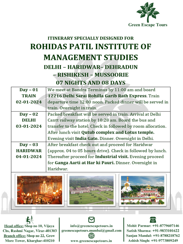 Final Haridwar - Rishikesh - Dehradun - Mussoorie | PDF | Delhi | Meal