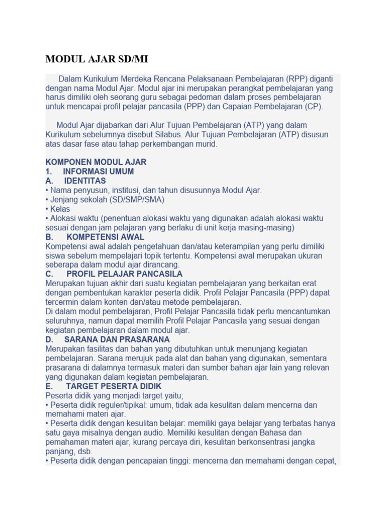 Cara Membuat Modul Ajar SD | PDF