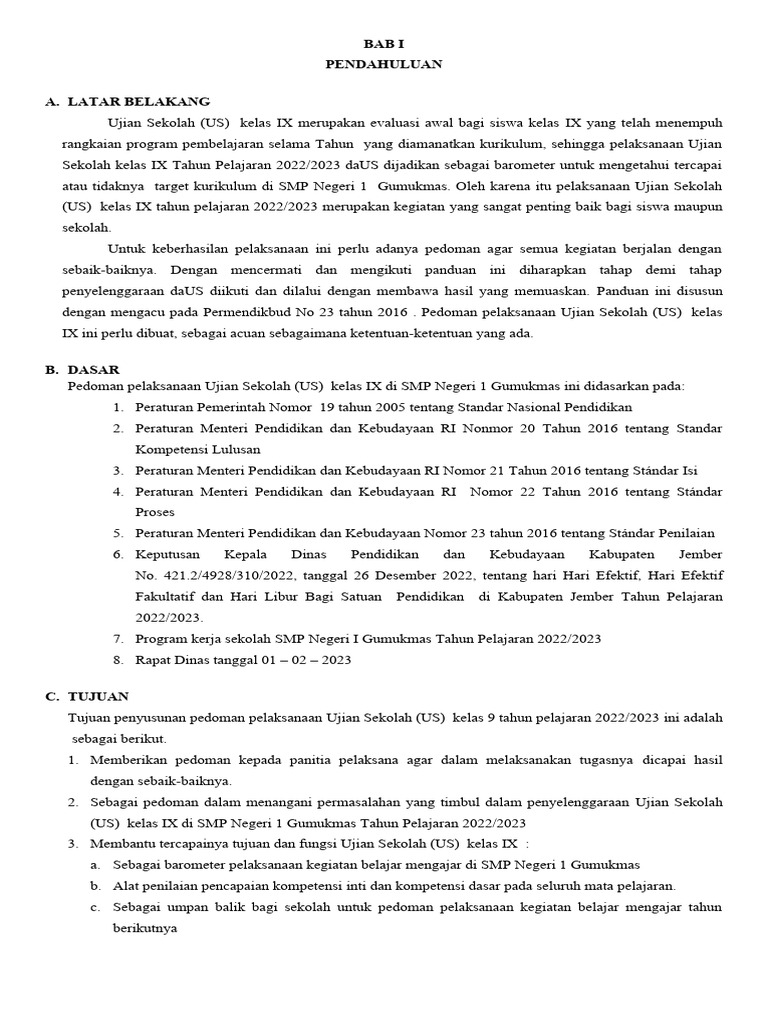 SK US KELAS IX 2022-2023 | PDF