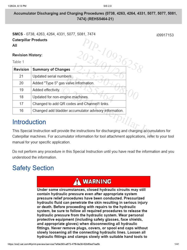 CAT 745 Accumulator Discharging and Charging Procedures | PDF | Valve ...
