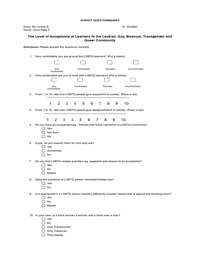 Survey | PDF | LGBTQIA+ Studies | Lgbt