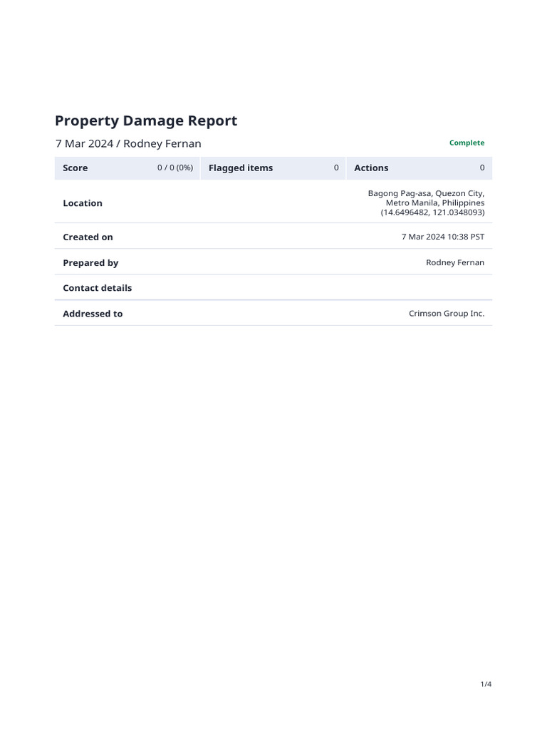Property Damage Report: Glass Incident | PDF