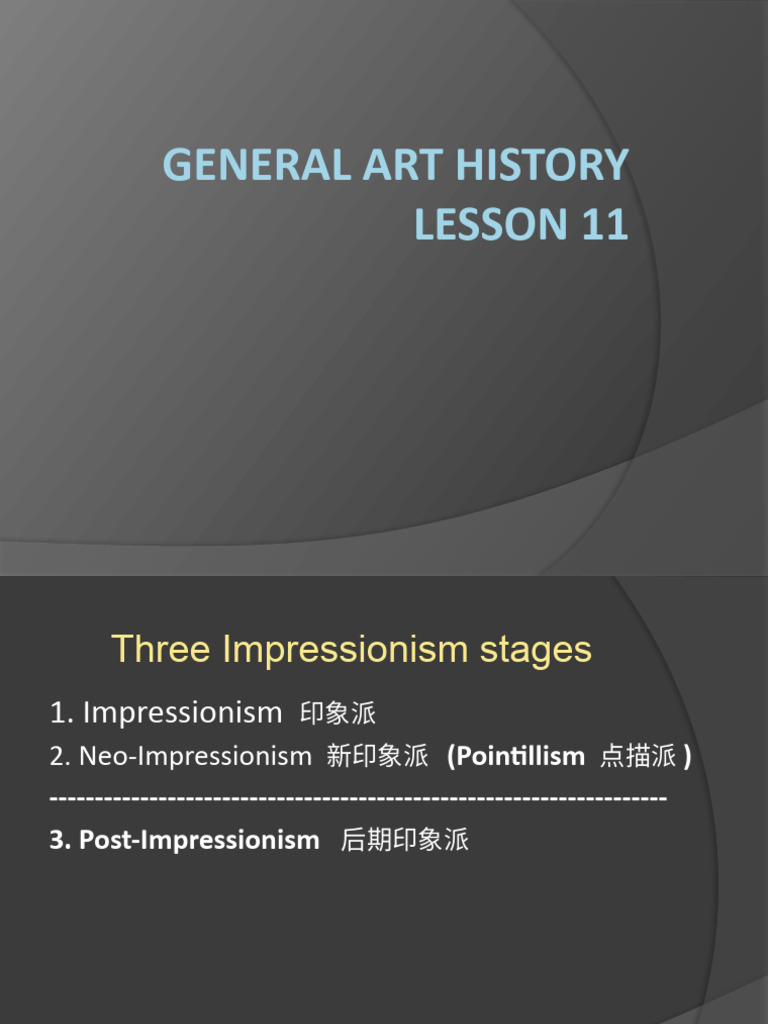 Western Art History Lesson 11 - Post Impressionism | PDF | Vincent Van Gogh | Impressionism
