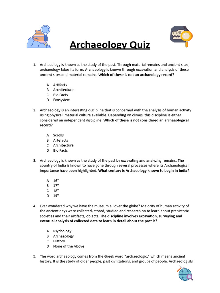 Archaeology Quiz | PDF