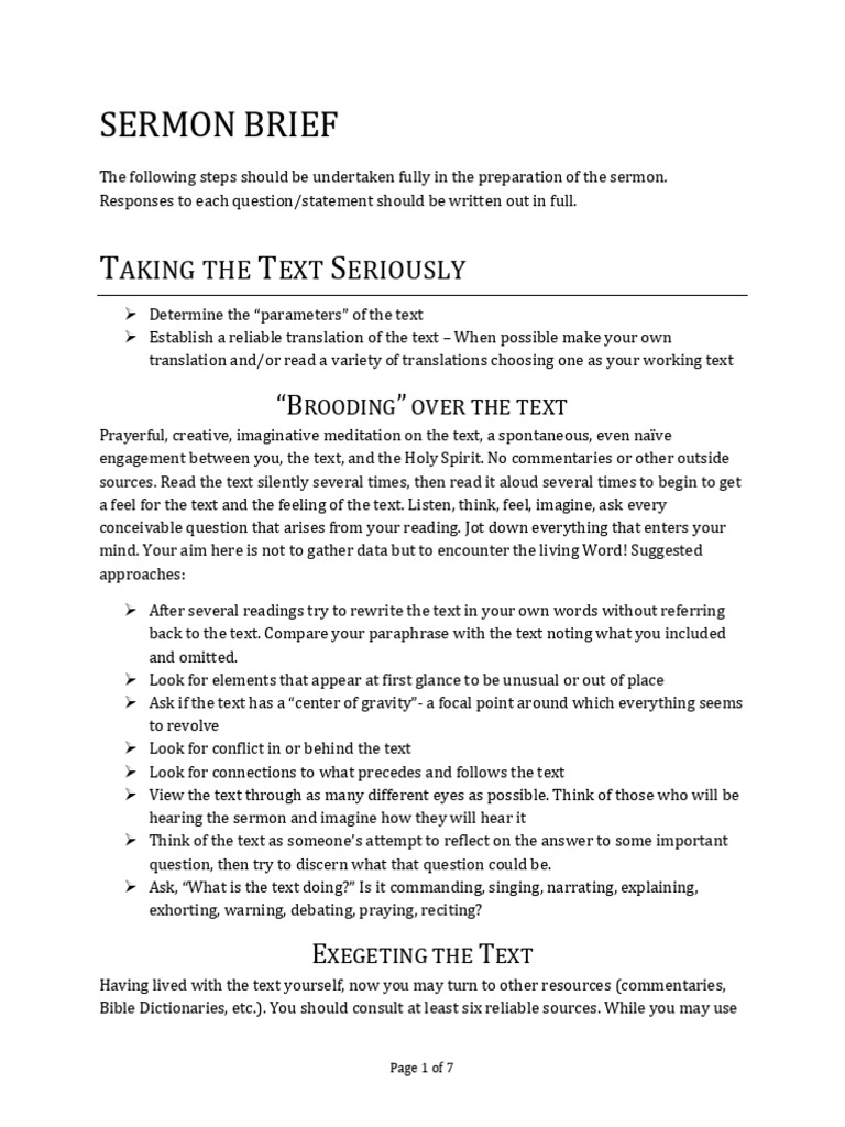 Sermon Template For Writing A Sermon | PDF