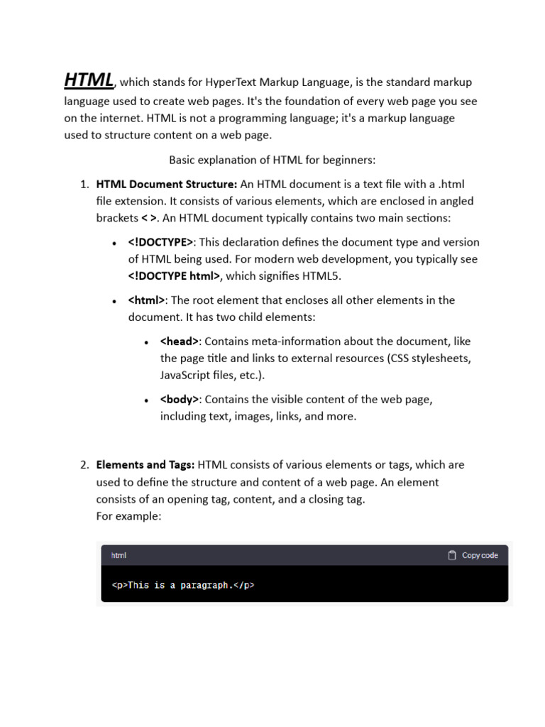 Html Basic Pdf Html Html Element