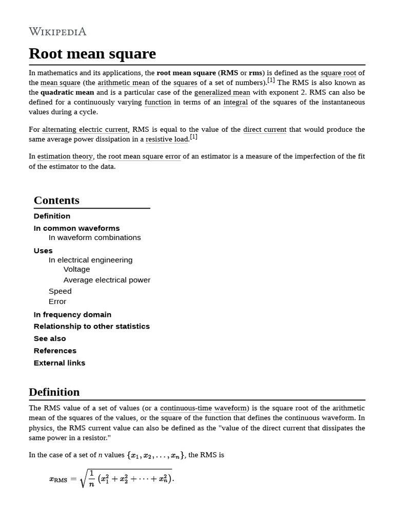 Root Mean Square | PDF | Root Mean Square | Amplitude