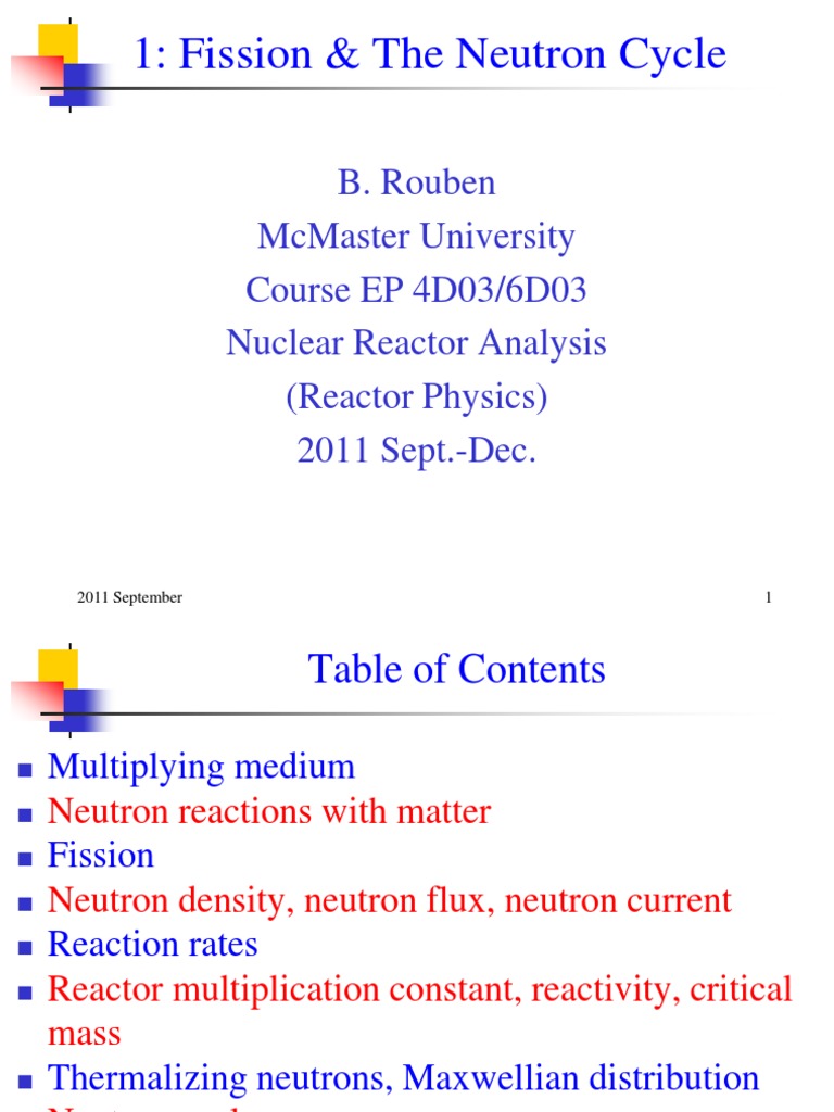 1 Fission & The Neutron Cycle | PDF | Nuclear Fission | Neutron