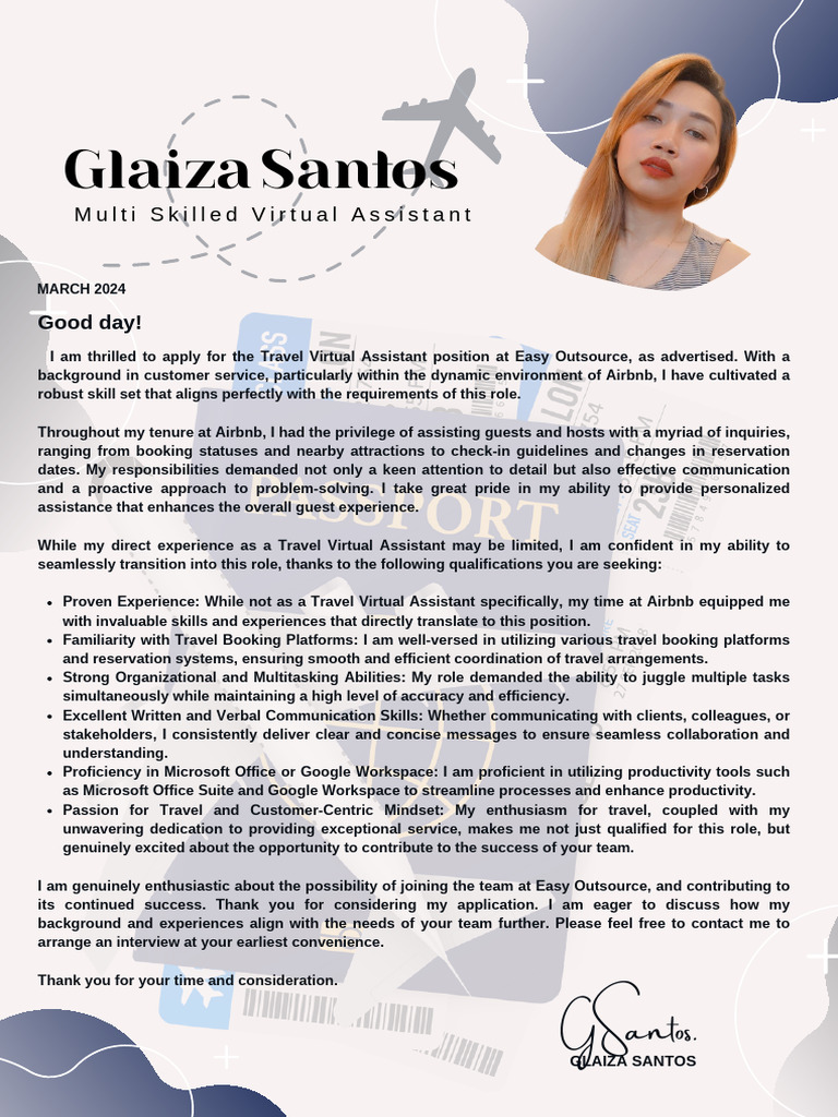 Travel VA Cover Letter | PDF | Communication | Business