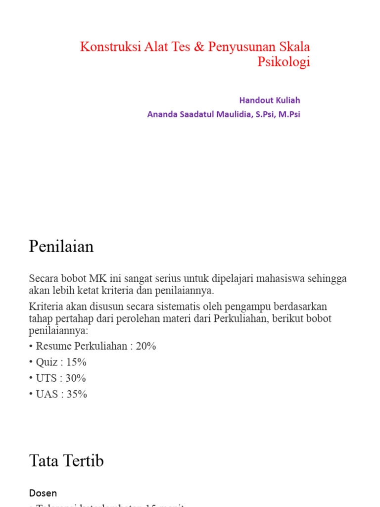 Konstruksi Alat Ukur Psikologi | PDF