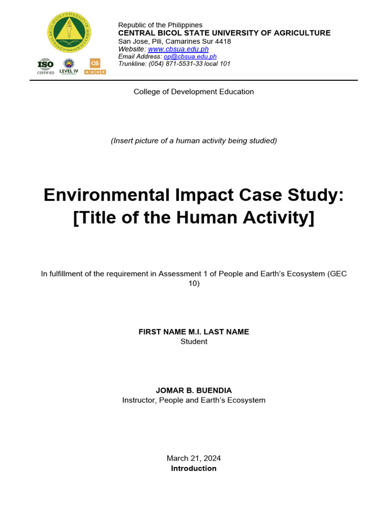 Environmental Impact Case Study Guide | PDF | Human Impact On The ...