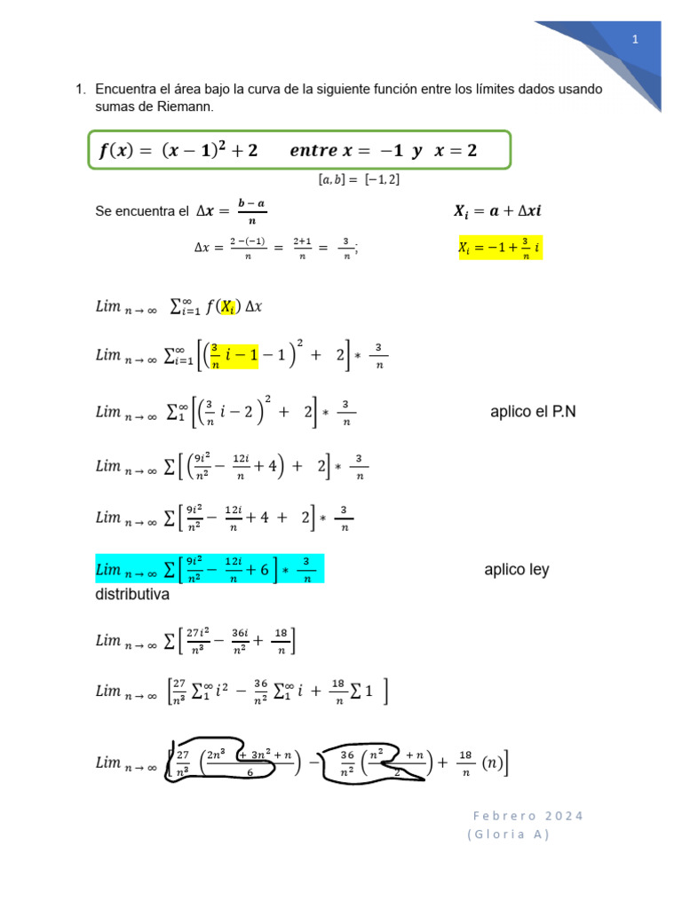 Ejemplos de Sumas de Riemann | PDF