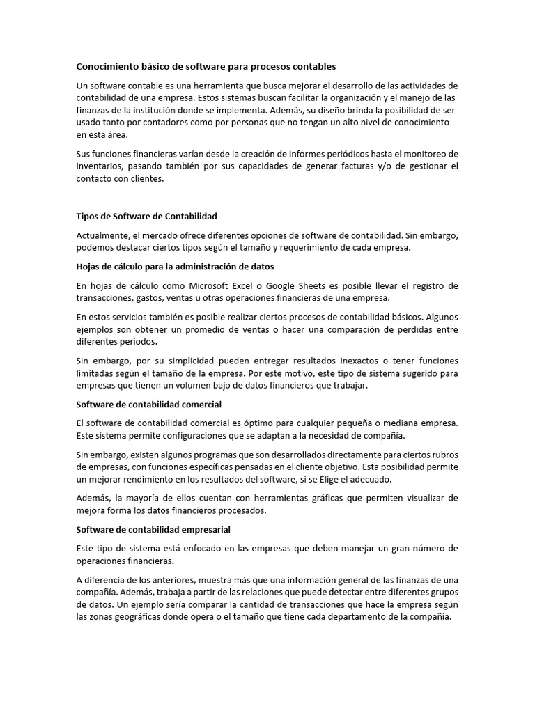 Actividad #10 Conocimiento Básico de Software para Procesos Contables | PDF | Contabilidad ...