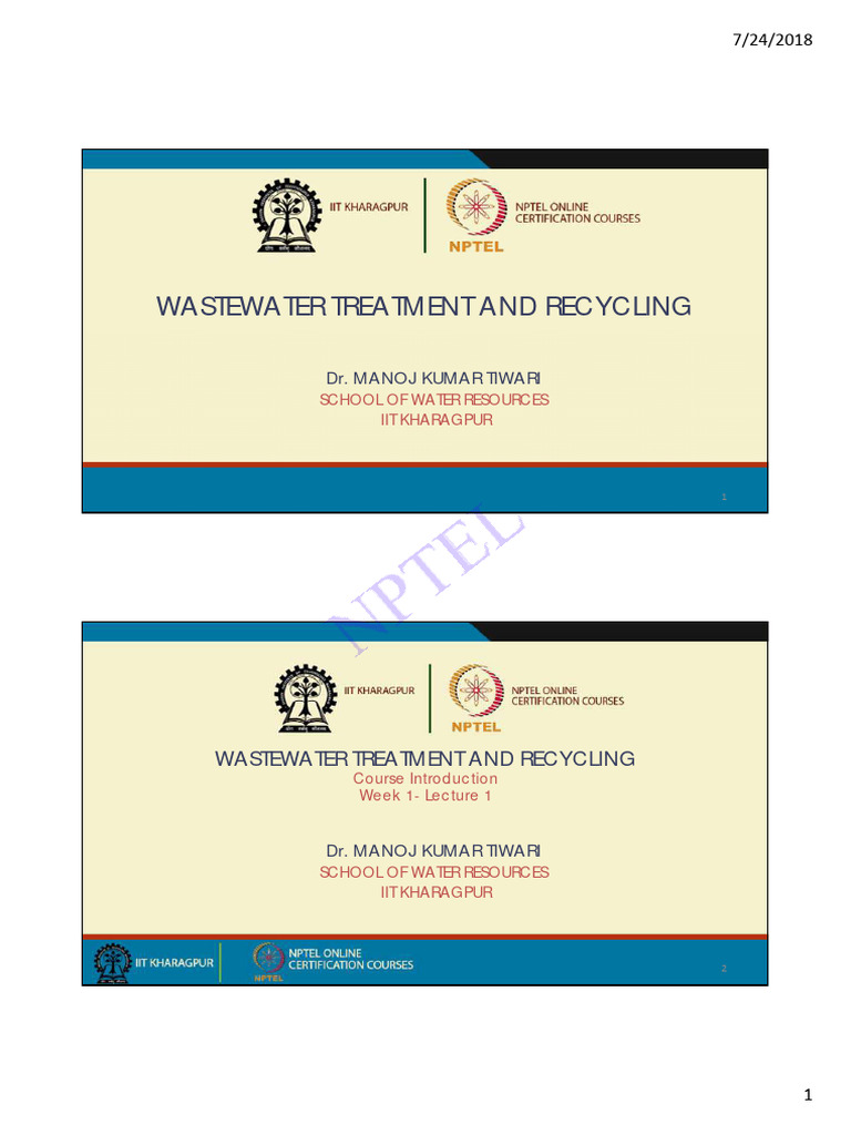 Wastewater Treatment and Recycling- All Notes | PDF