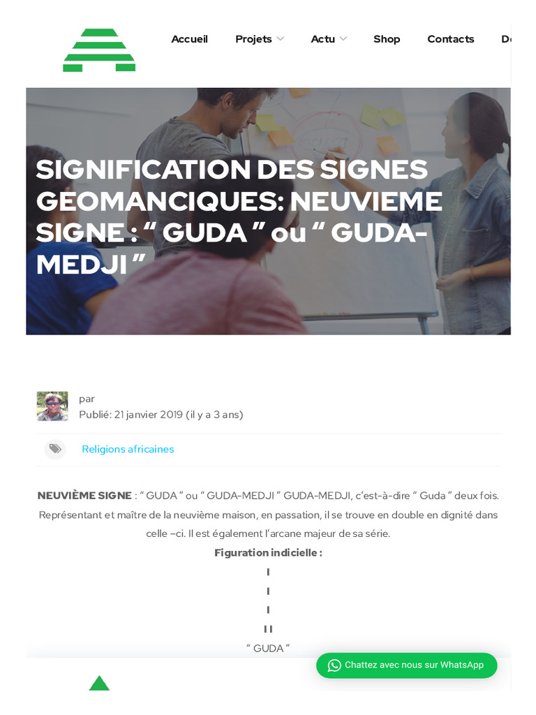 SIGNIFICATION DES SIGNES GEOMANCIQUES NEUVIEME SIGNE " GUDA " Ou " GUDA ...