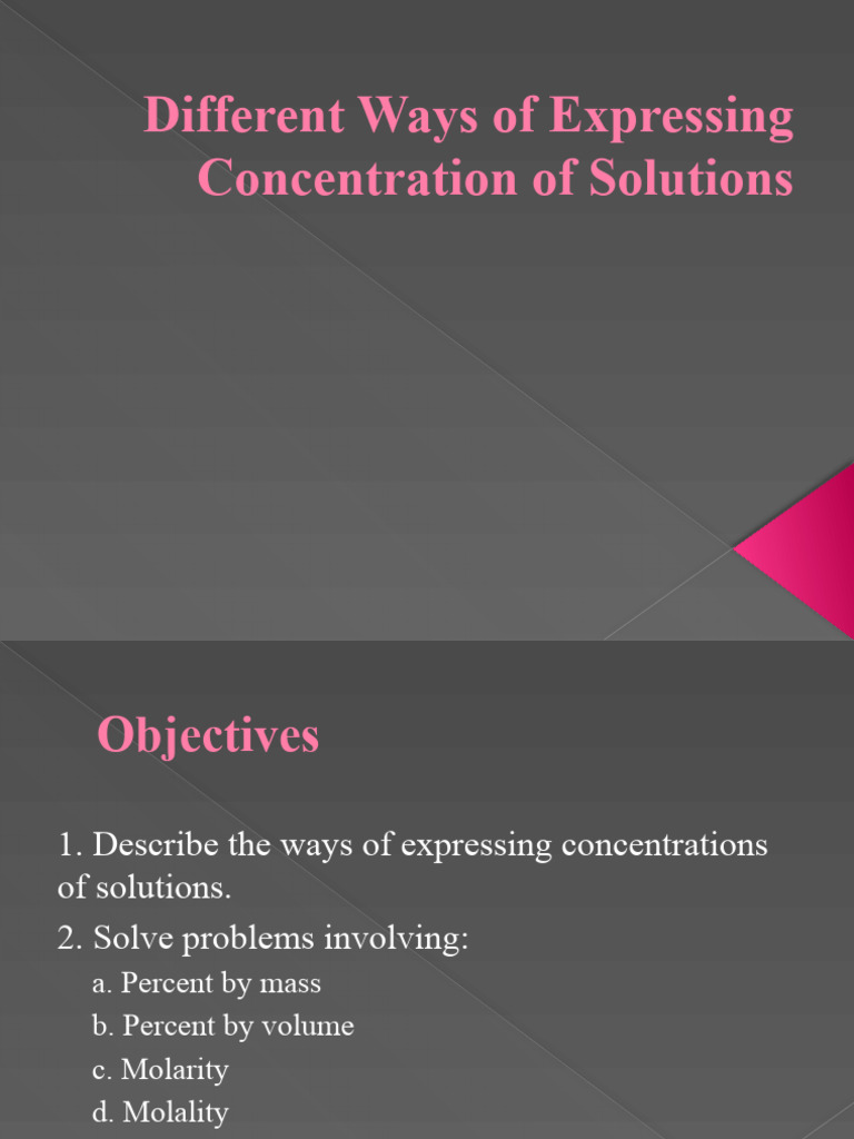 7.2 Different Ways of Expressing Concentration of | Download Free PDF | Concentration | Parts ...