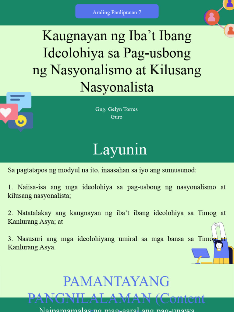 Kaugnayan NG Iba't Ibang Ideolohiya Sa Pag-Usbong NG Nasyonalismo at Kilusang Nasyonalista | PDF