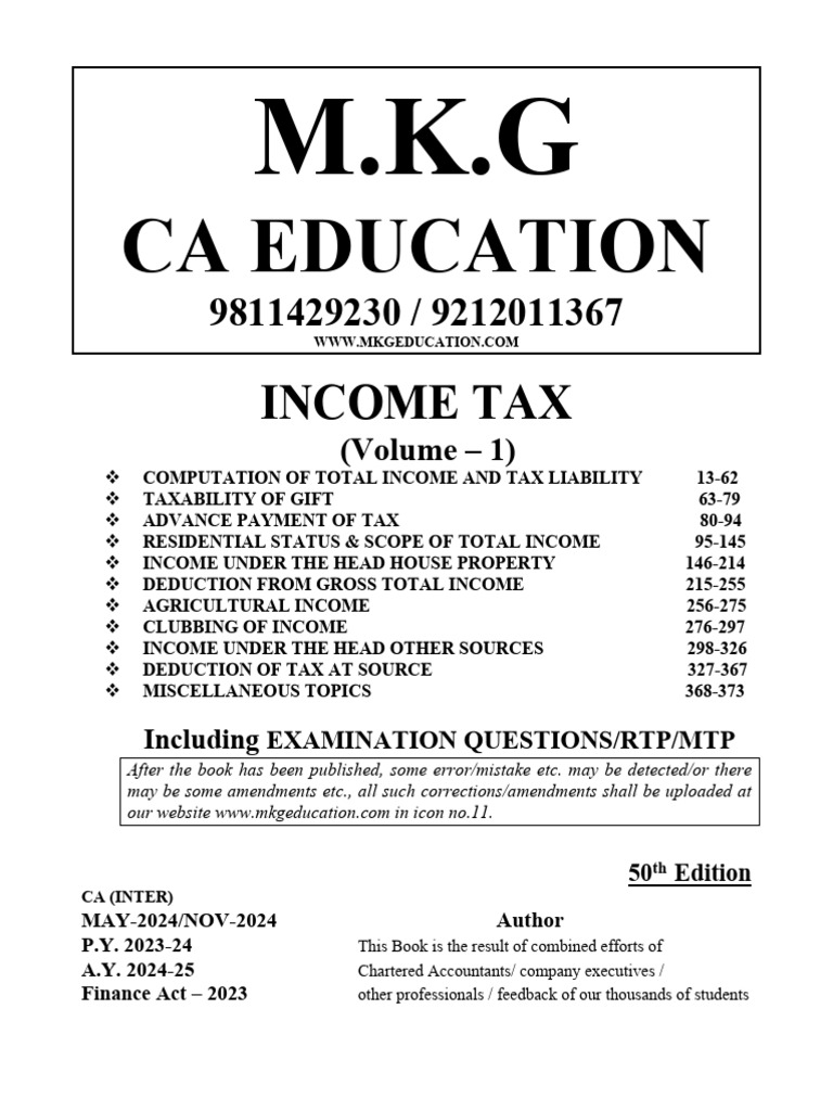 Income Tax Vol-1 50th Edition | PDF | Income Tax | Capital Gains Tax