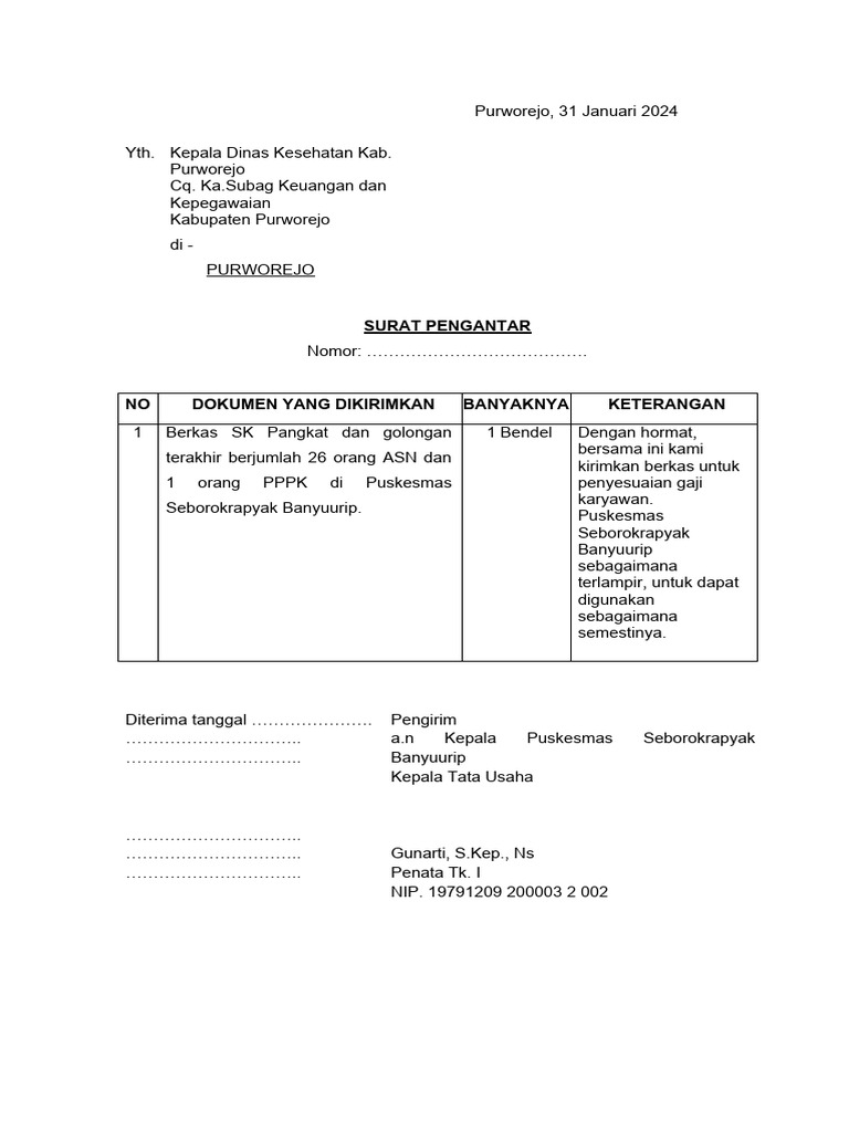 Surat Pengantar Format Baru 2024 | PDF
