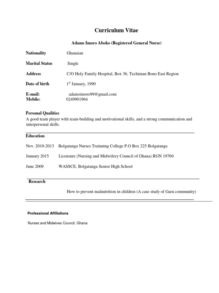 Adams CV 3 | PDF | Nursing | Patient