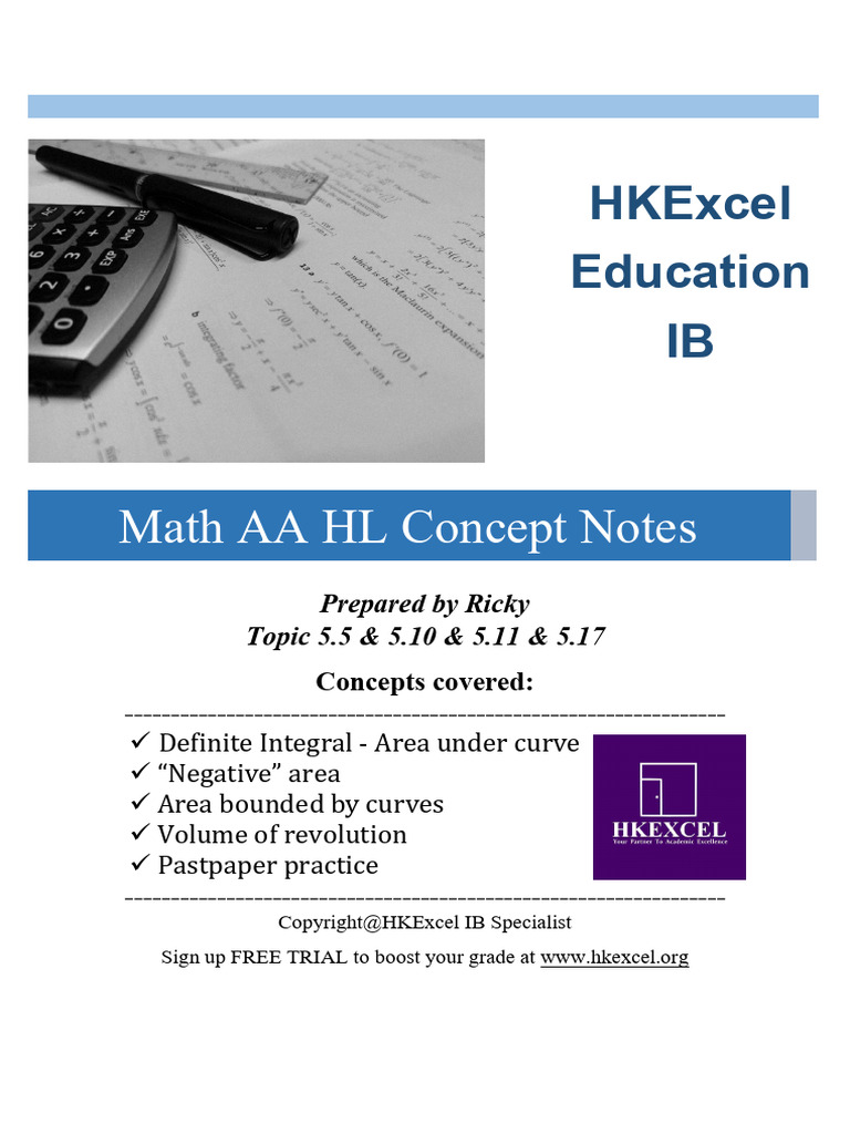Integration Note Definite Integral Area Part One | PDF | Integral | Area