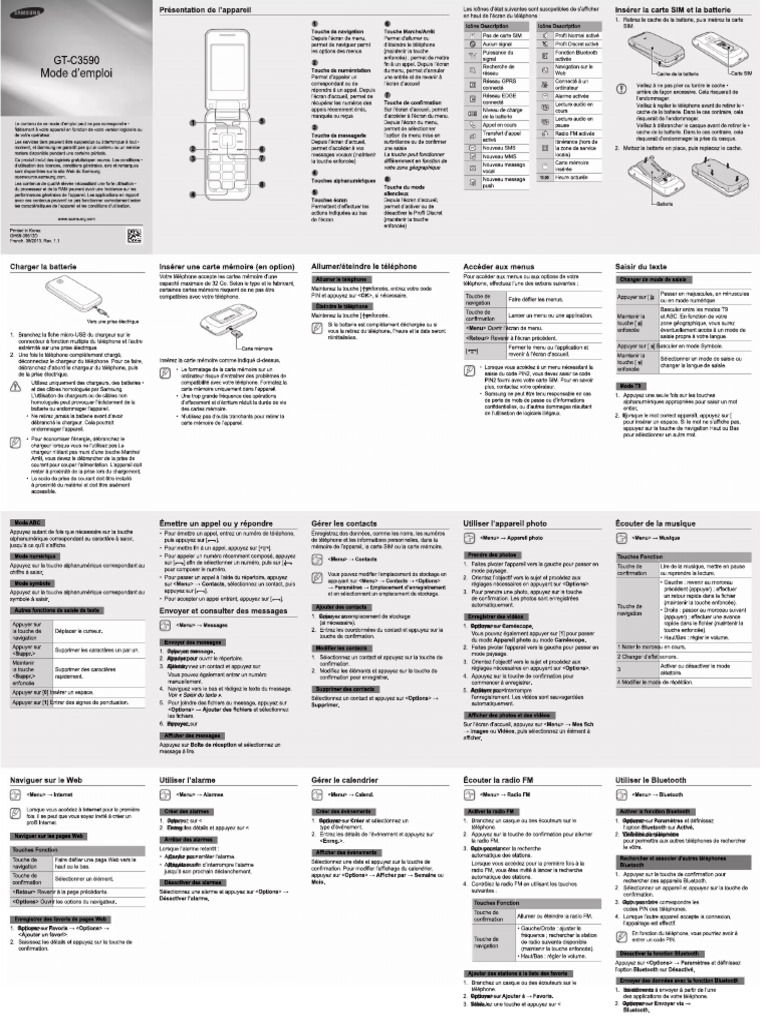 Samsung GT-E1200 Mode D'emploi | PDF