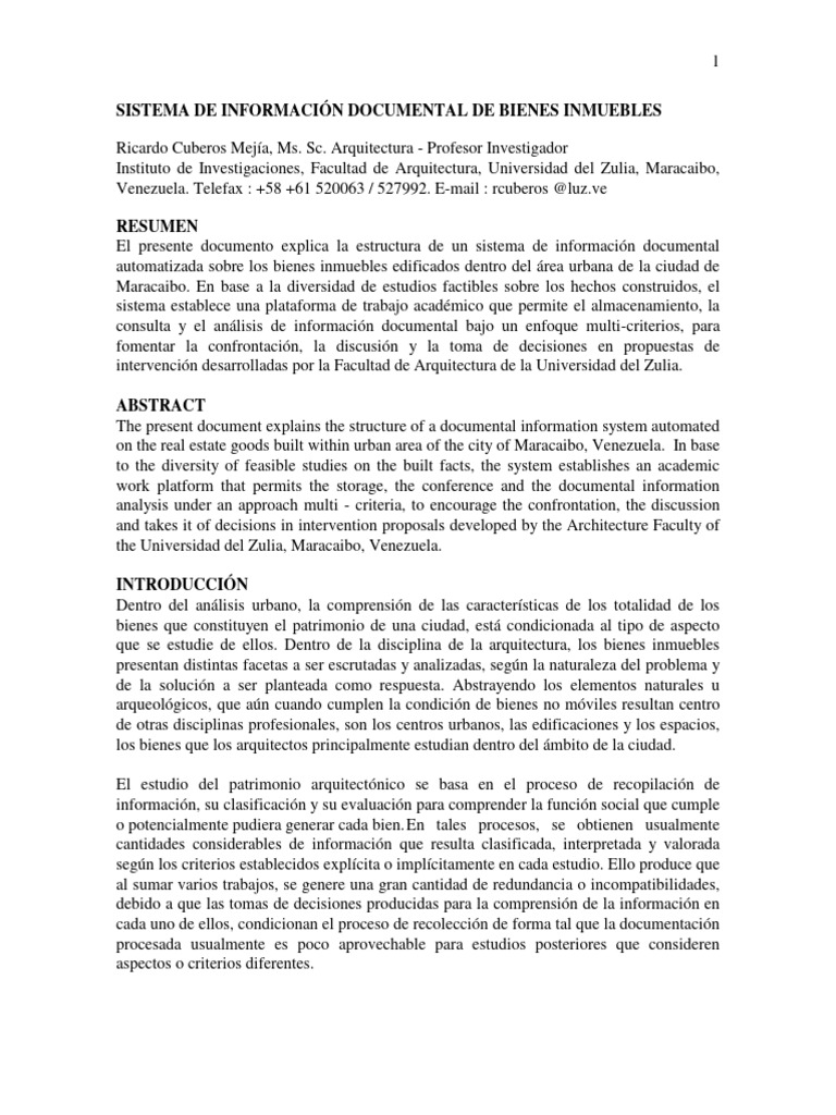 Sistema de Informacion Documental de Bie | PDF | Bases de datos ...