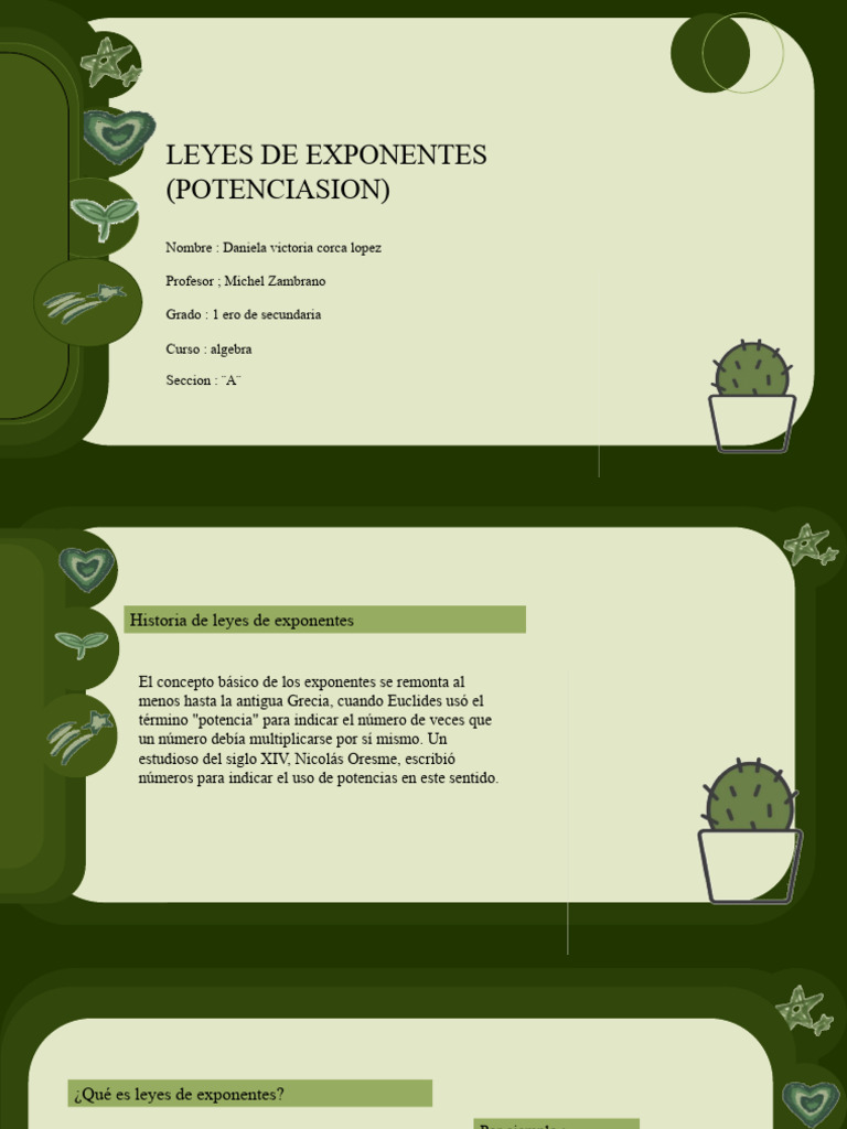 Leyes de Exponentes y Ejemplos | PDF | Exponenciación | Multiplicación