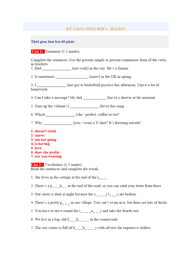 TH I Gian Làm Bài 60 Phút | PDF