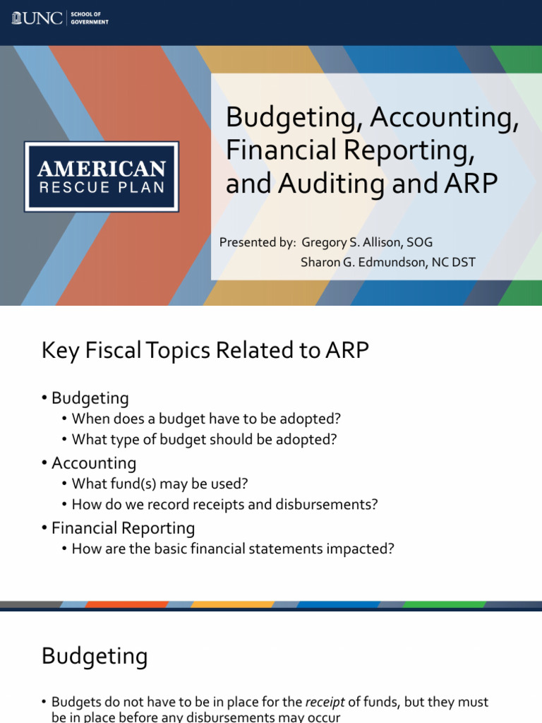 Budgeting, Accounting, Financial Reporting, and Auditing of ARPA Funds ...