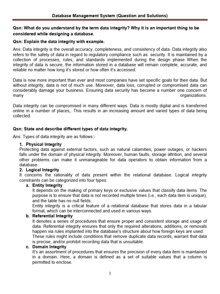 Database Management System (Question and Solutions) | PDF | Relational Database | Databases