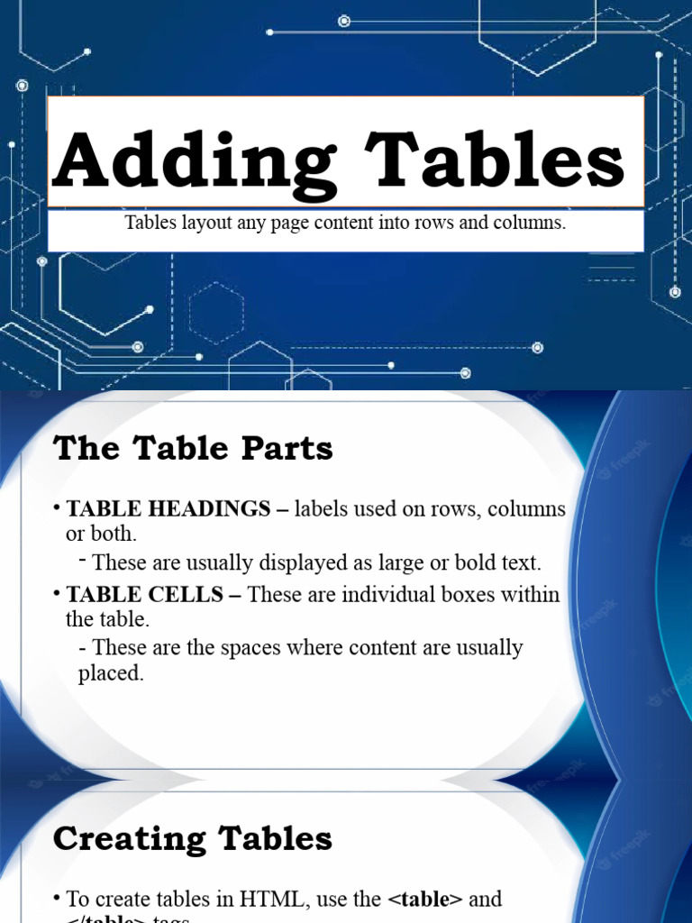 Lesson 4 - Adding Tables | PDF