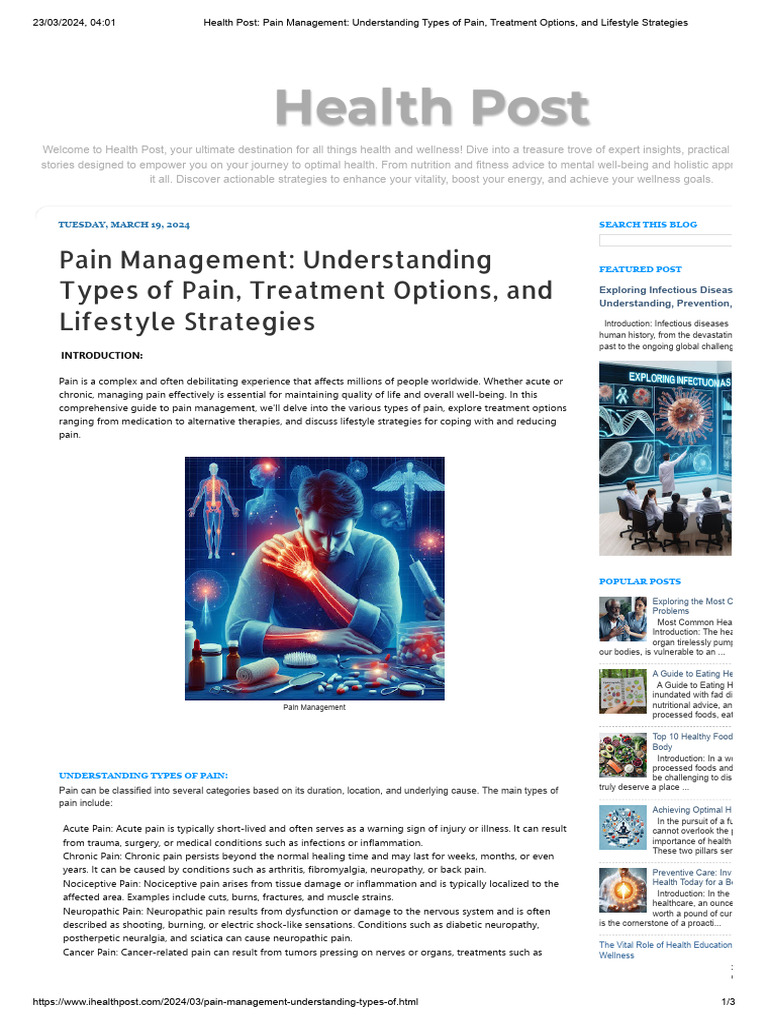 Pain Management - Understanding Types of Pain, Treatment Options, and ...