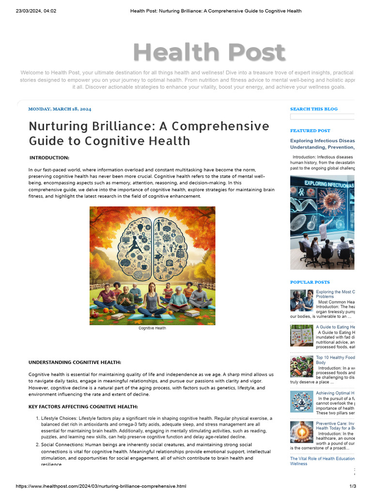 Comprehensive Guide to Cognitive Health | PDF | Mental Health | Cognition