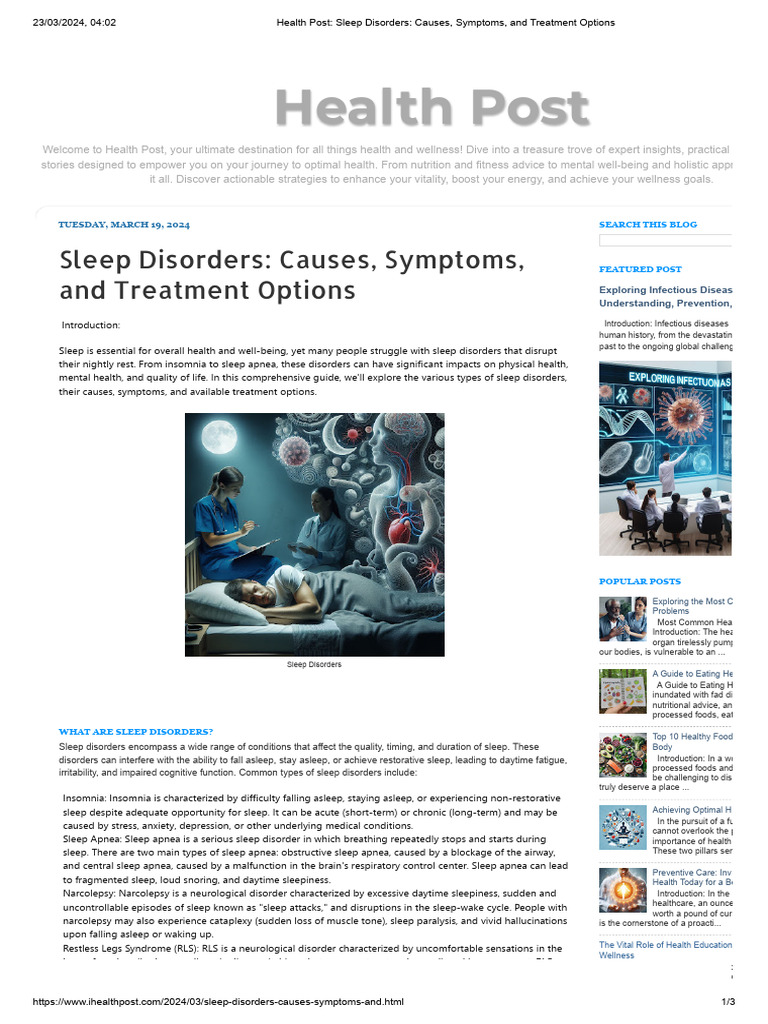 Sleep Disorders_ Causes, Symptoms, And Treatment Options | PDF | Sleep ... Sleep Disorders_ Causes, Symptoms, And Treatment Options | PDF | Sleep ...