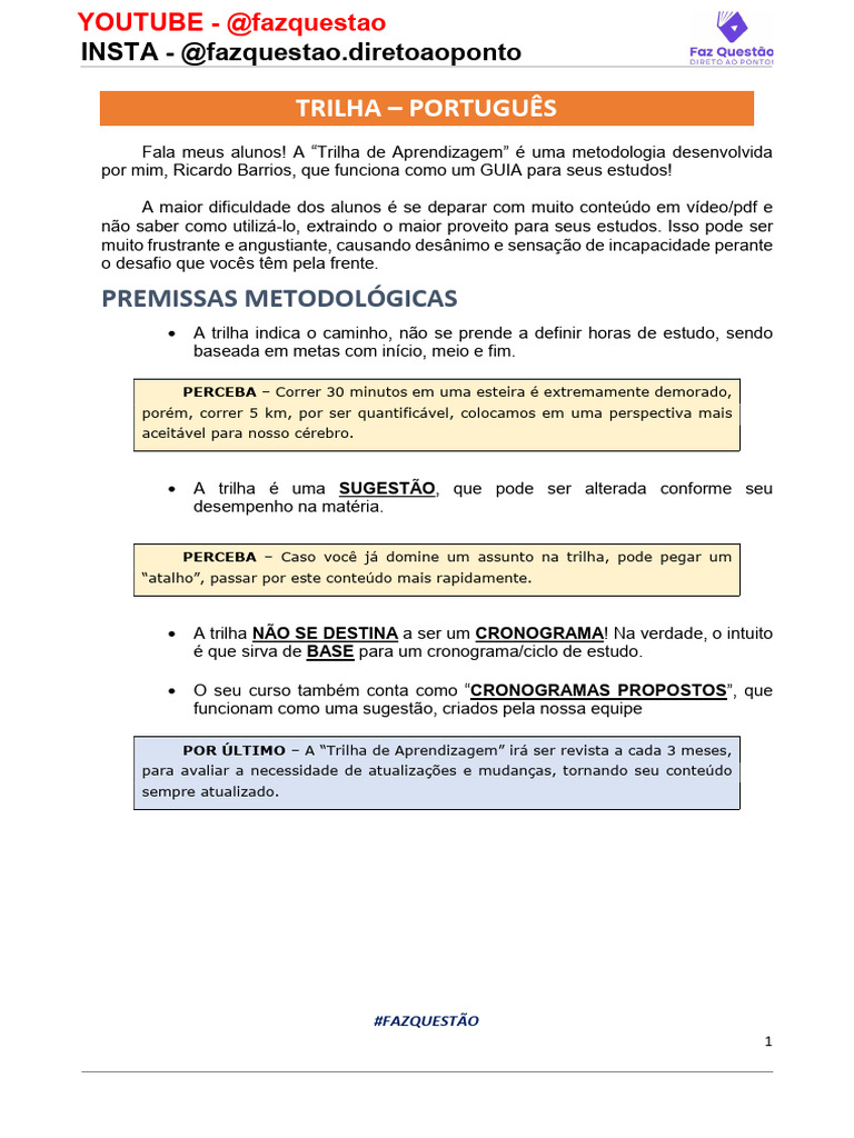 Trilha - Portugu S - Cnu - Bloco 08 | PDF | Pronome | Aprendizado