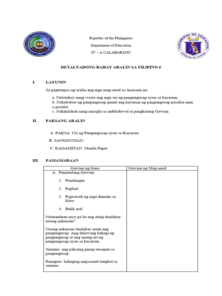 TAMBALAN Lesson Plan | PDF