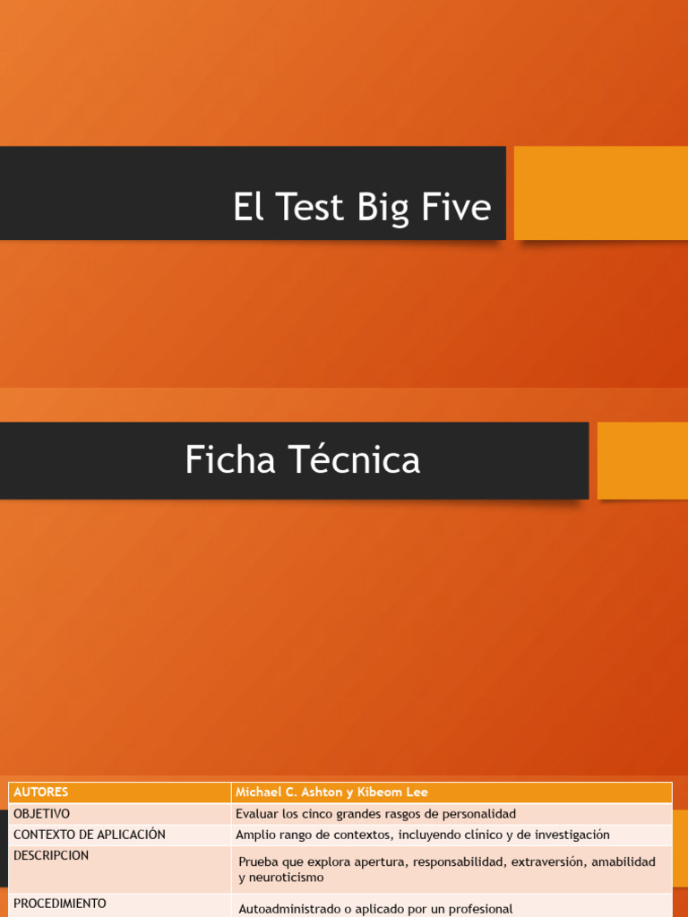 El Test Big Five | PDF | Sicología | Ciencias del comportamiento