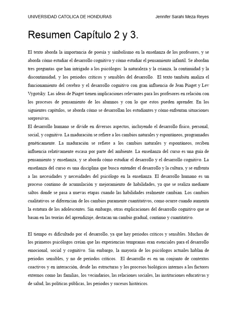 Resumen Capitulo 2 y 3 | PDF | Cerebro | Aprendizaje