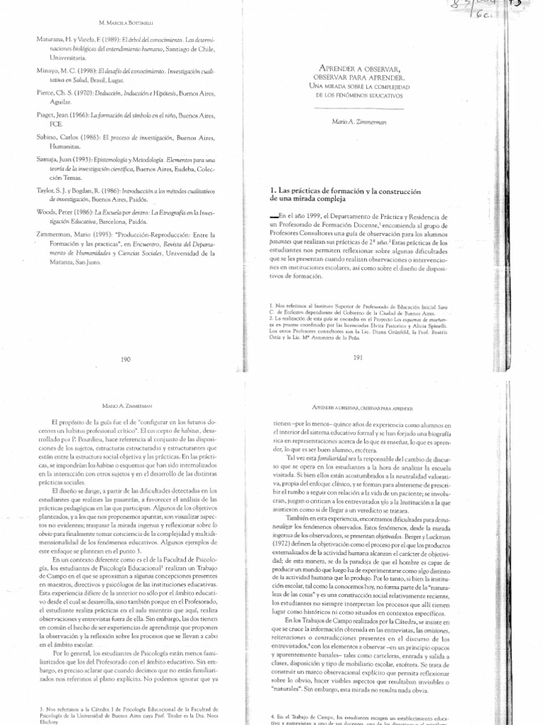 Zimmernam - Aprender a observar, observar para aprender | PDF