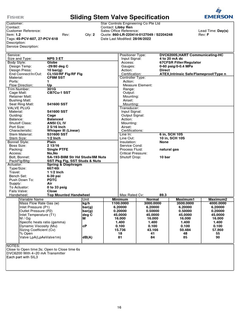 Sliding Stem Valve Specification: Each Part | PDF | Valve | Applied And ...