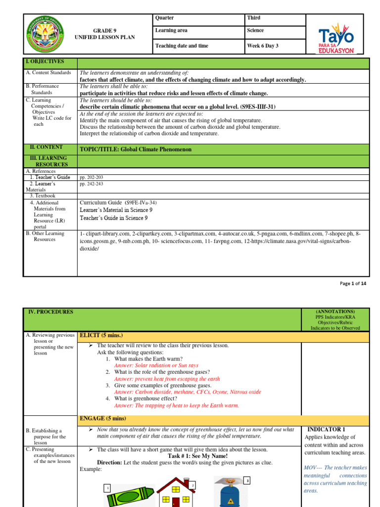 Grade 9 3rd Quarter Week 6 Day 3 | PDF | Greenhouse Effect | Carbon ...