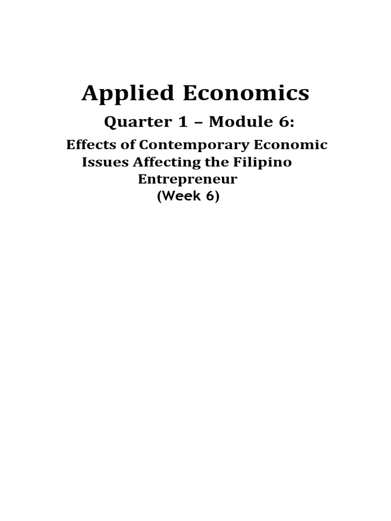 Applied Economic Quarter 1 Module 6 Week6 | PDF | Interest | Taxes